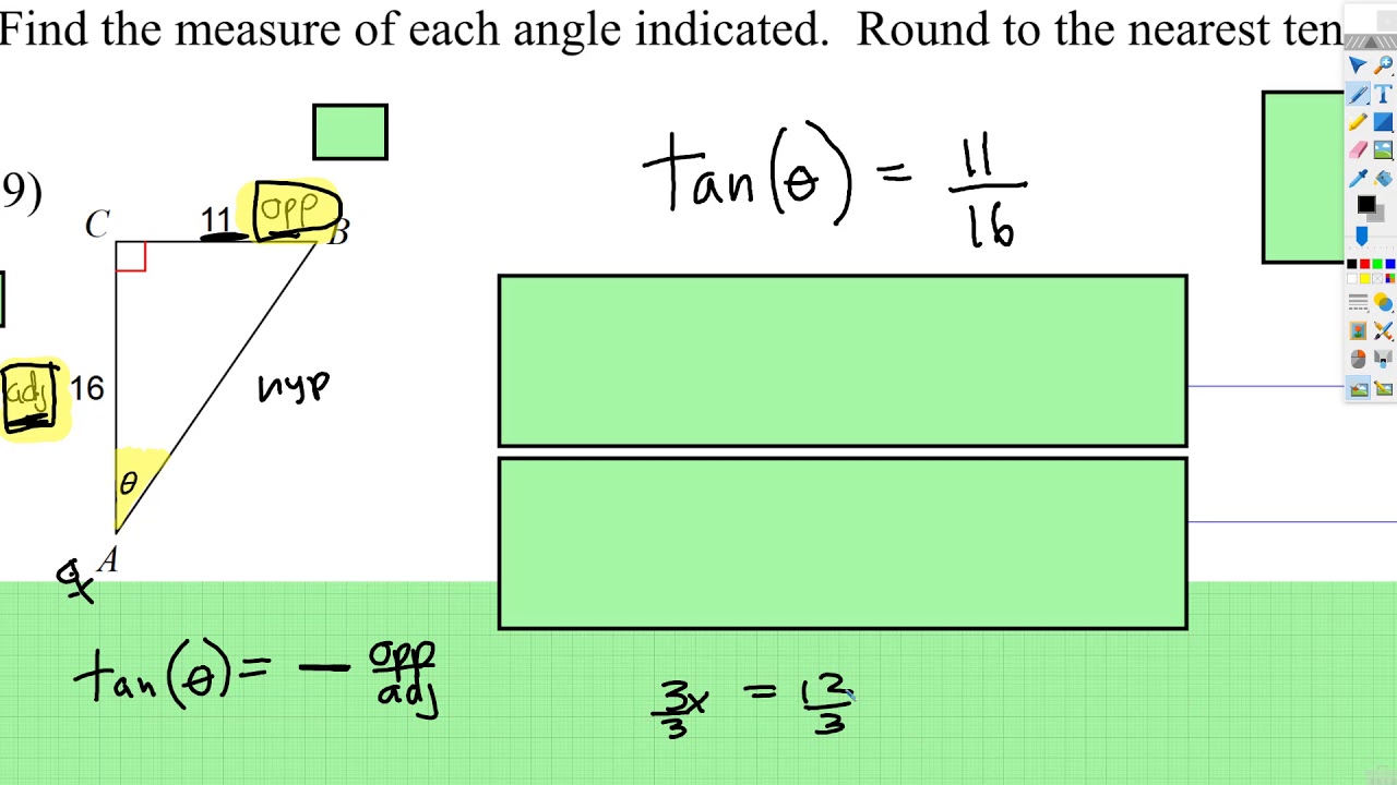 Trig Right Triangles Missing Angle Using Trig Functions Youtube