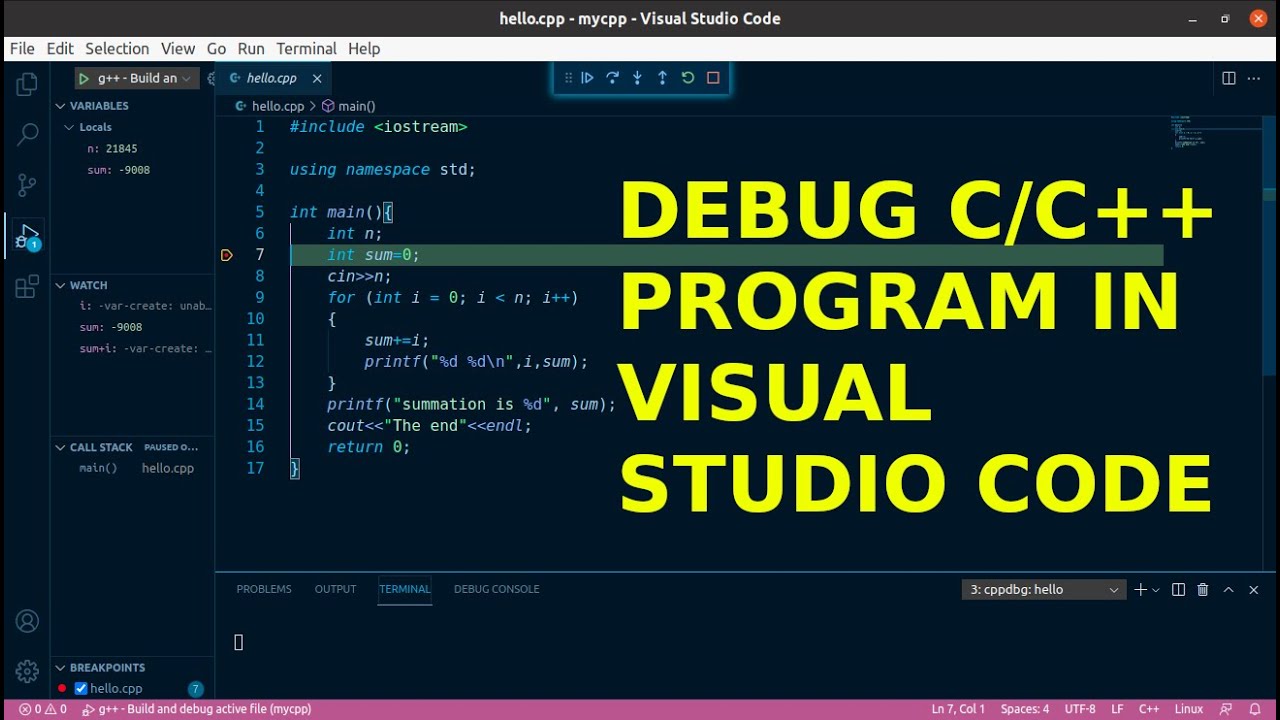 How To Debug C Program In Visual Studio Code Vscode Gdb G C