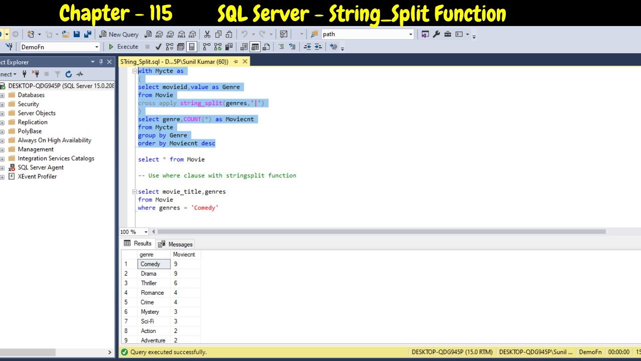 Sql Server String Split Function Youtube
