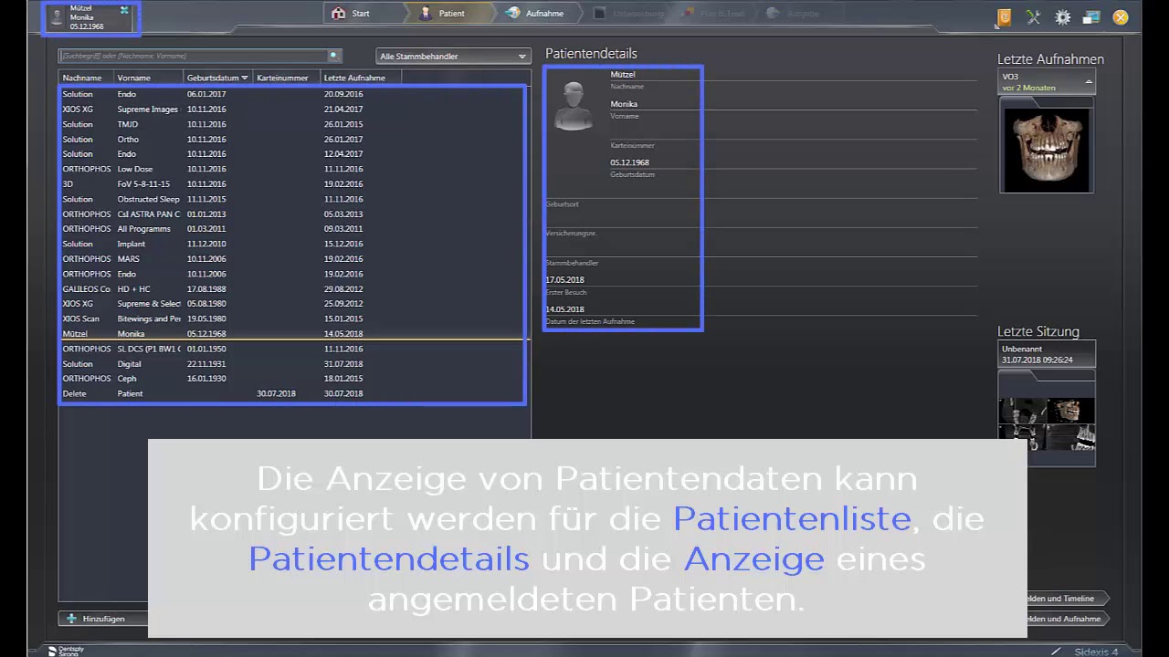 Sidexis 4 V 4 3 Tutorial Patientendetails Youtube