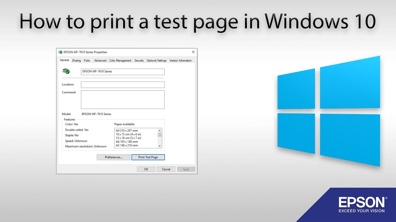 How To Print A Test Page Windows 10 Youtube