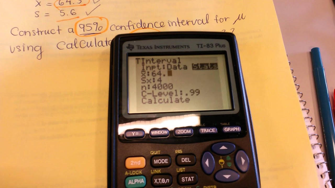 Finding T Interval Using Ti 83 Plus Youtube