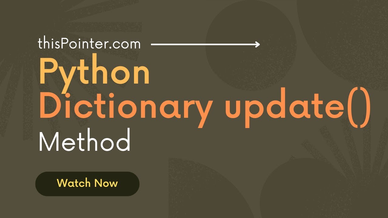 Python Dictionary Update Method Youtube