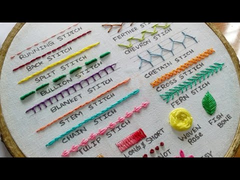 20 Basic Hand Embroidery Stitches Sampler For Absolute Beginners Youtube