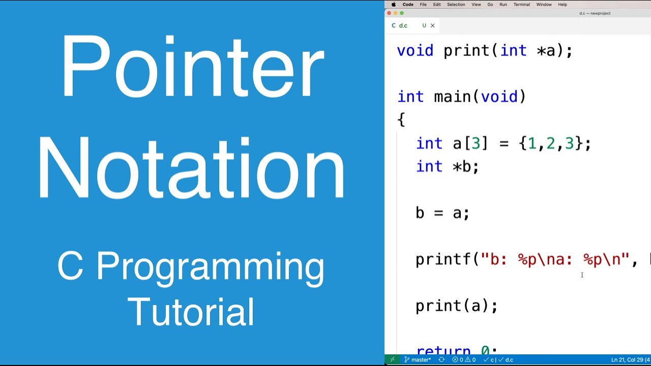 Pointer Notation C Programming Tutorial Youtube