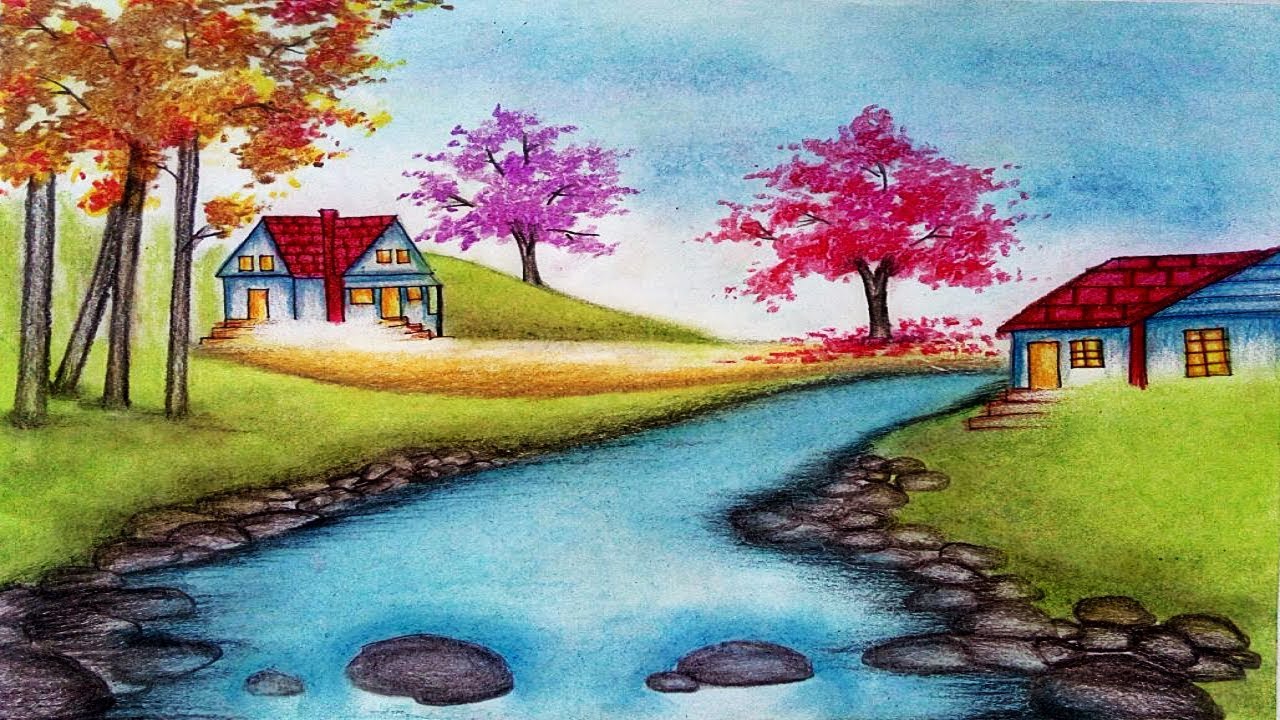 How To Draw Spring Landscape