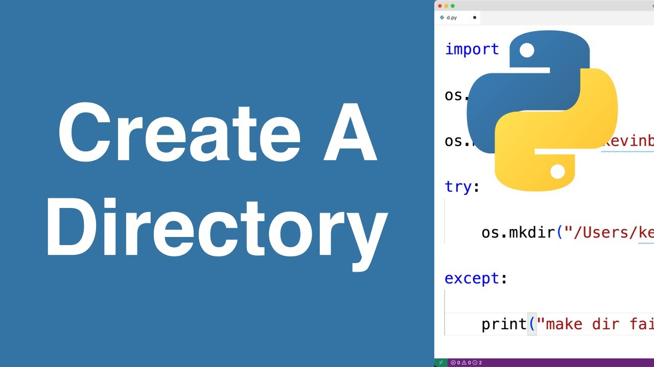 Create A Directory Python Tutorial Youtube