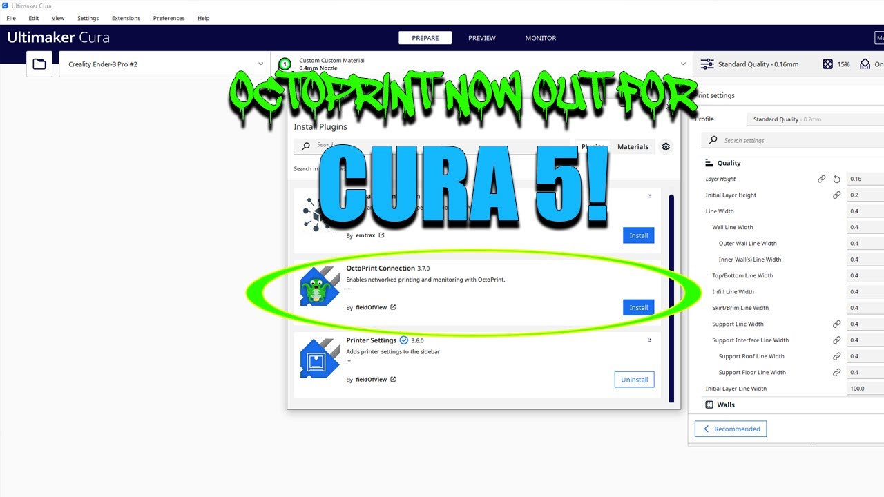 Octoprint Plugin Out Now For Cura 5 Youtube