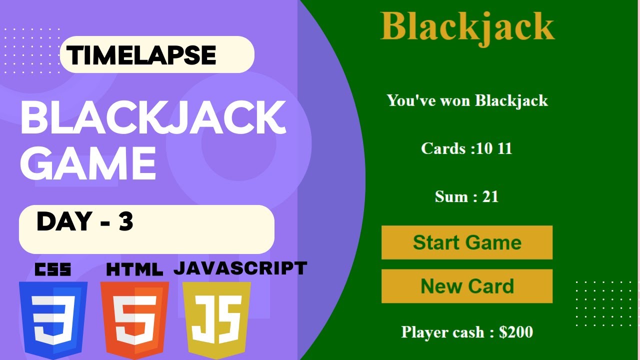 Blackjack Game App Project Using Html Css Javascript Timelapse