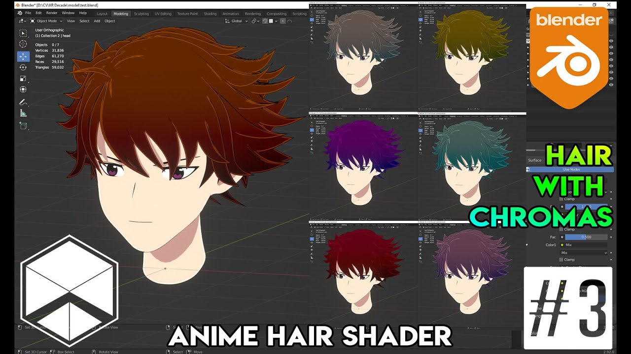 Free Blender Anime Hair Shader Pjlm