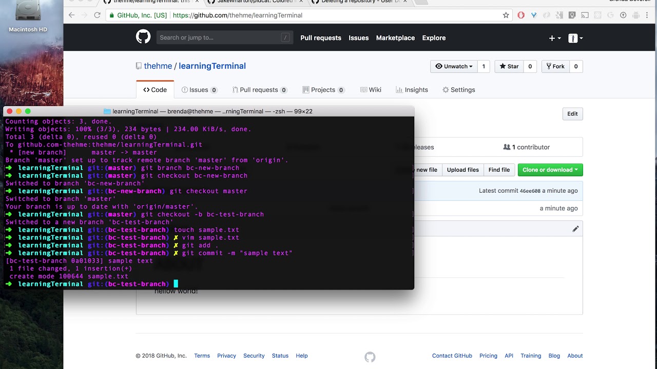 How To Use The Terminal With Github Youtube