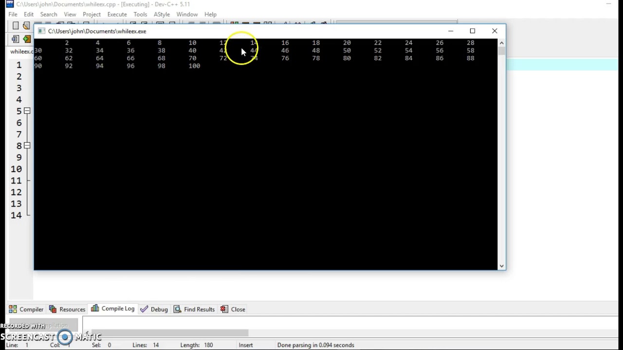 Program To Display All Even Numbers From 1 To 100 Using While Loop