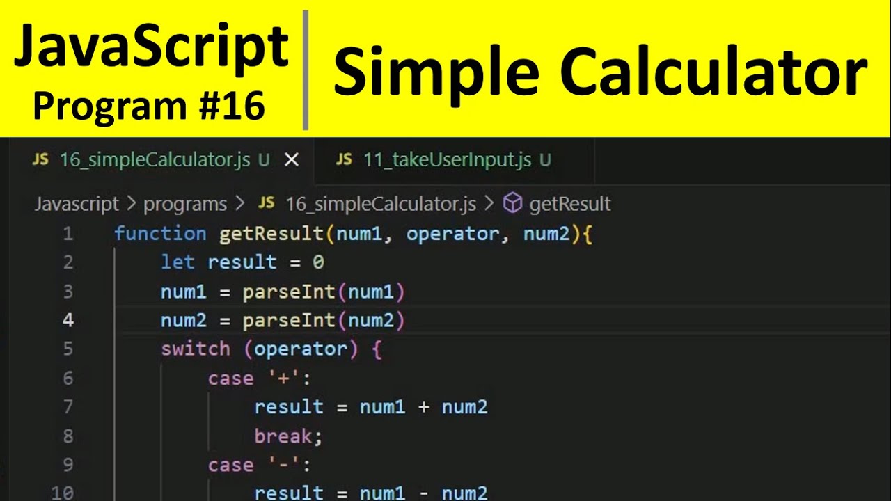Javascript Program 16 Make A Simple Calculator In Javascript Youtube