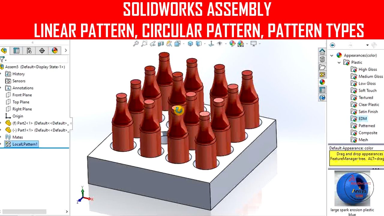 рџ њ Solidworks Assembly Linear Component Pattern Curve Driven Pattern