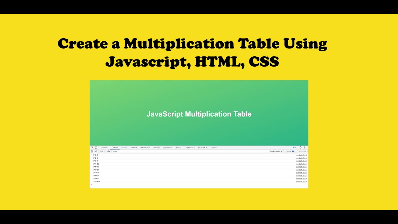 How To Create A Multiplication Table Using Javascript Html Css Youtube