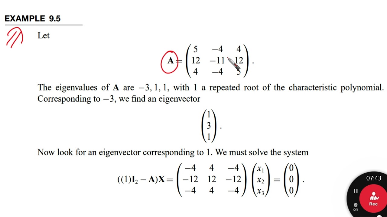 3 Eigenvalues And Eigenvectors Examples Part 3 Youtube