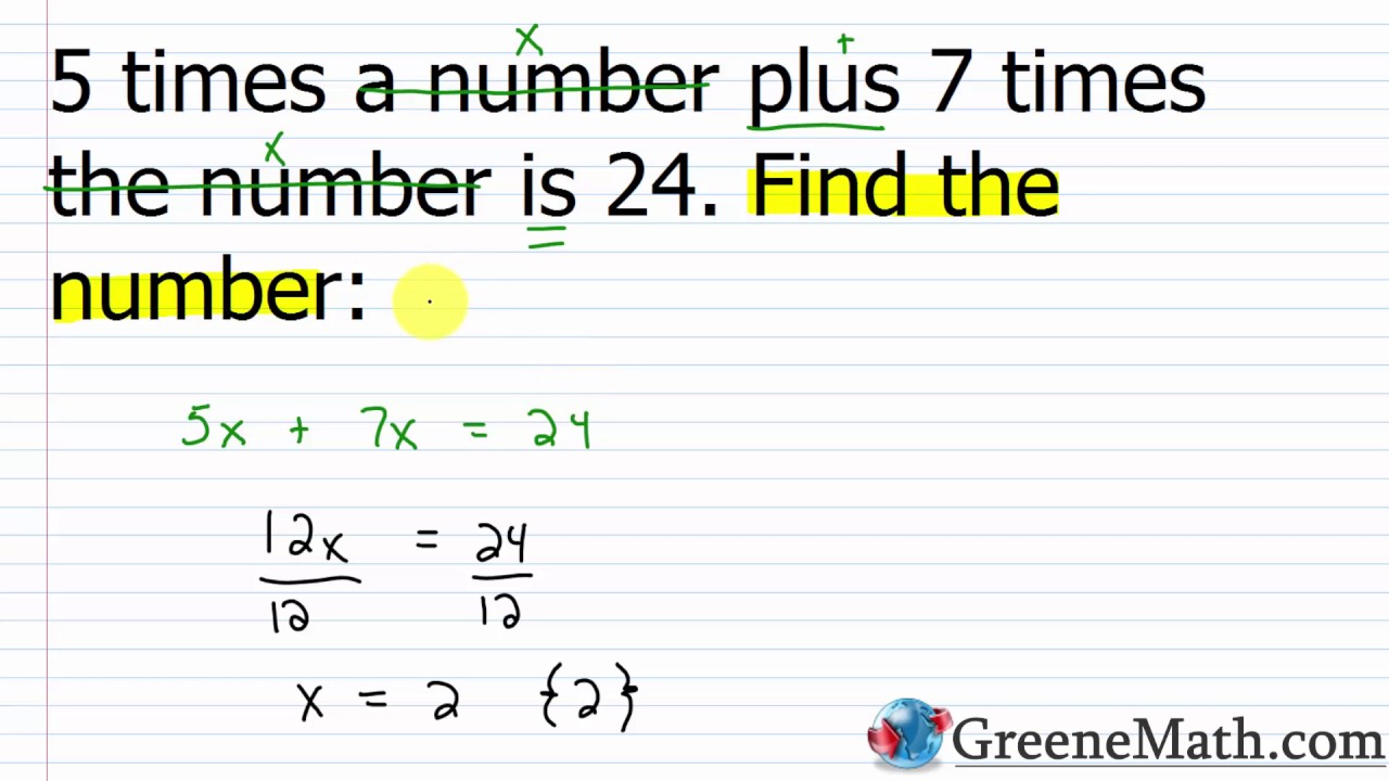 Solving Linear Equations Word Problem
