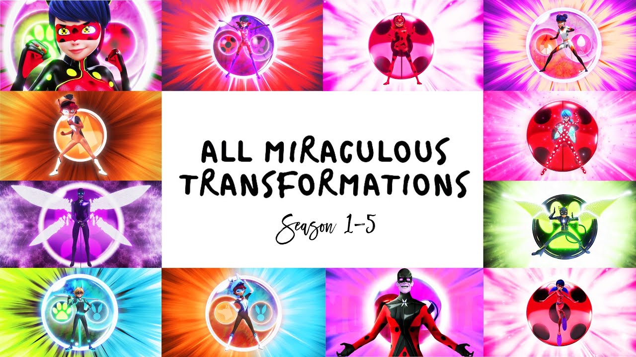 Miraculous ёятл All Transformations Season 1 To 5 тшпя п Tales Of