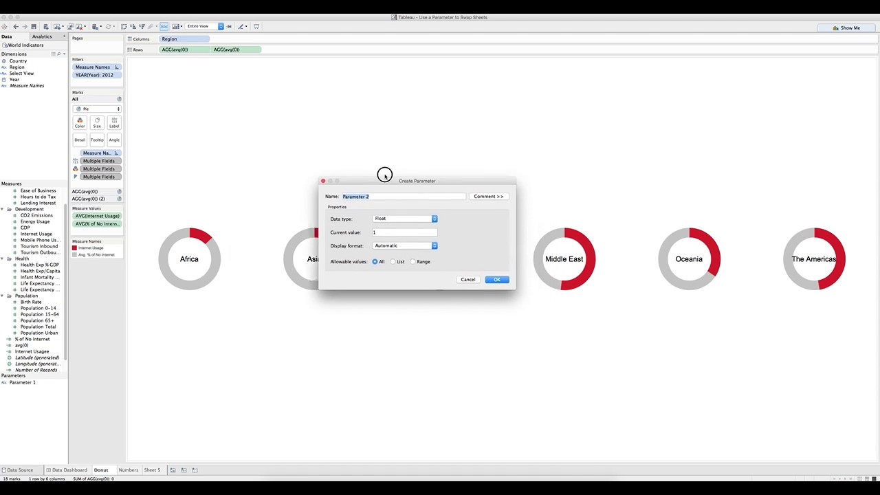 Use A Parameter To Swap Worksheets In Tableau Youtube