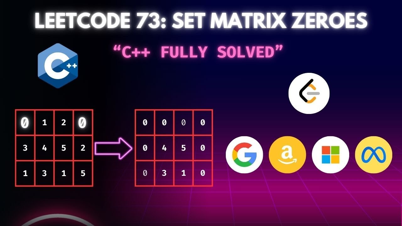 Set Matrix Zeroes Leetcode 73 Complete Guide C Coding
