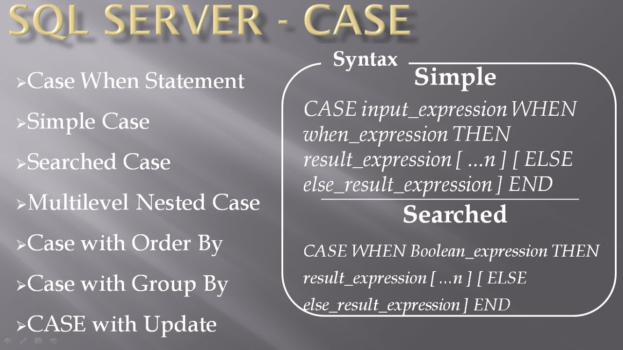 Sql Case Statement Basic To Advance Youtube