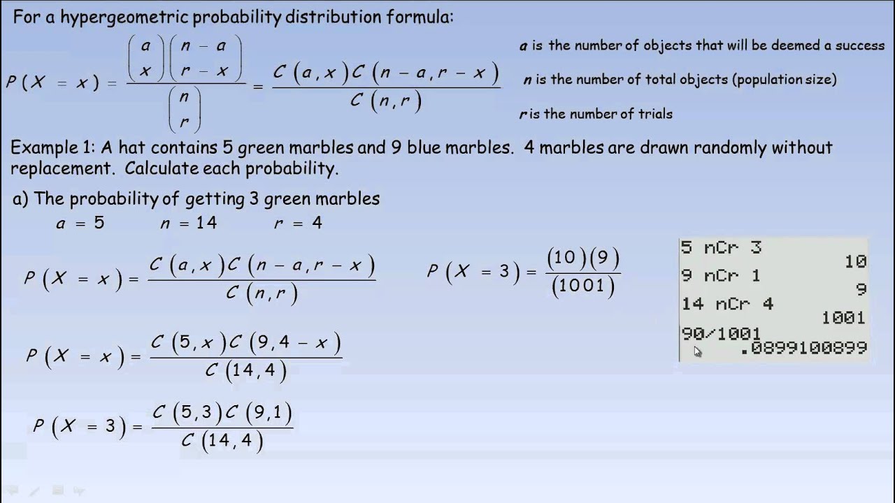 Hypergeometric Distribution Example Worked Discrete Probability