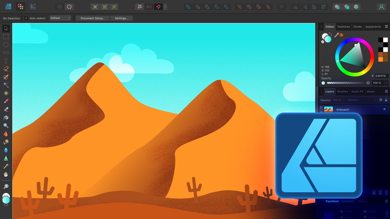 Desert Landscape Easy Vector Art Affinity Designer 2 Tutorial Youtube