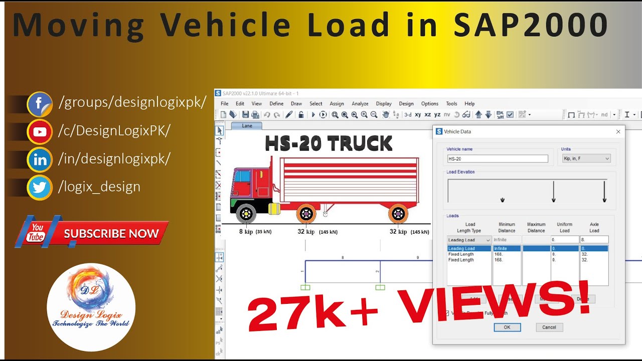 How To Apply Moving Vehicle Loads In Sap2000 V22 Youtube