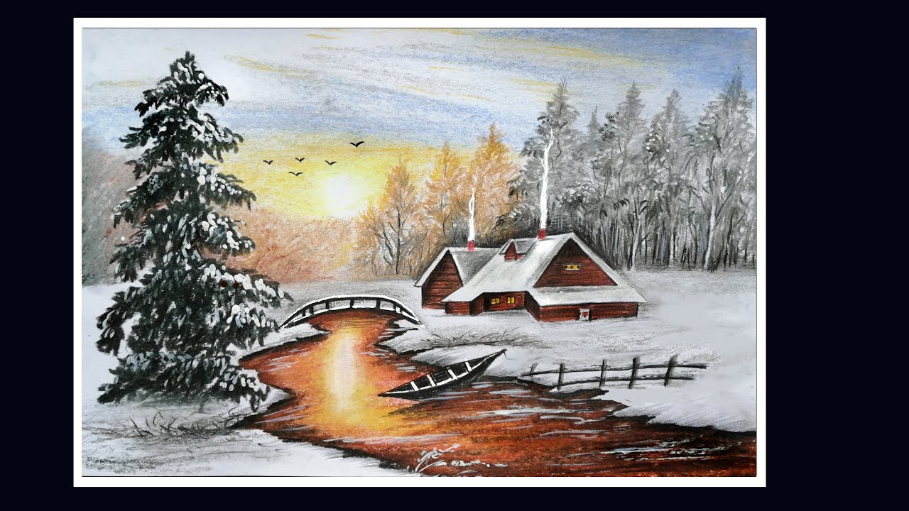 Oilpastel Drawing Oilpastel Scenery Drawing Beautiful Scenery