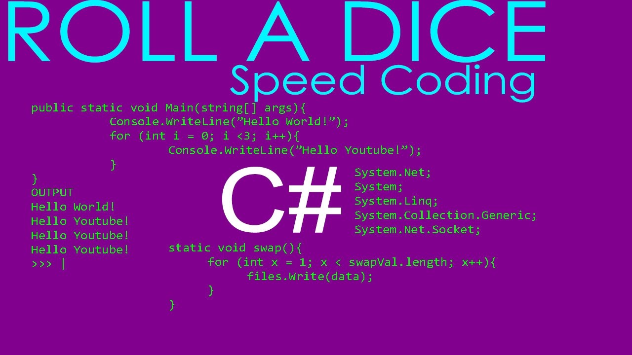 Simple Roll A Dice Console Program Speed Coding C Youtube