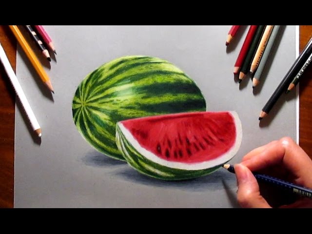 Watermelon Drawing With Color