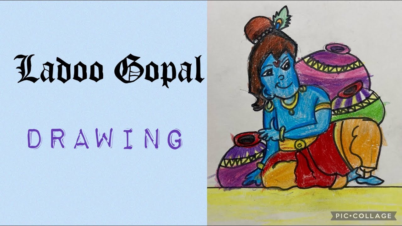 Very Easy And Simple Bal Gopal Ladoo Gopal Drawing By 8 Years Old
