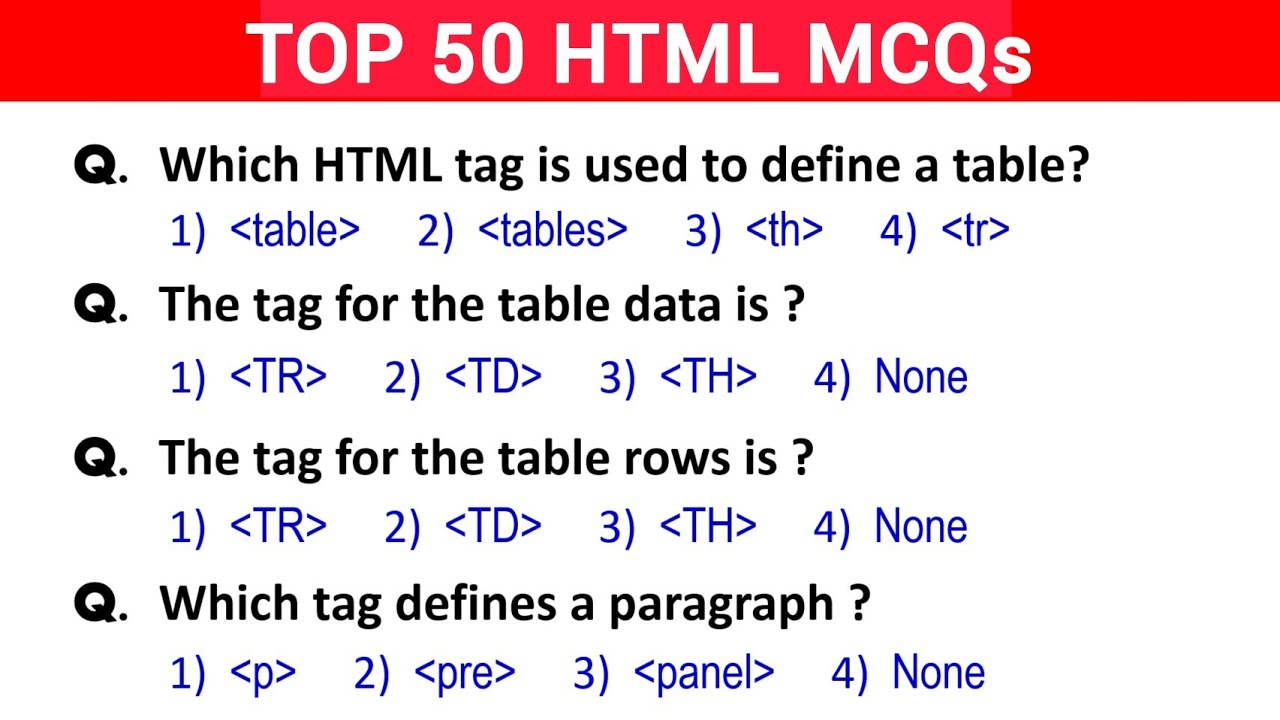 Html Mcq Questions And Answers Html Mcqs For Exams And Interview