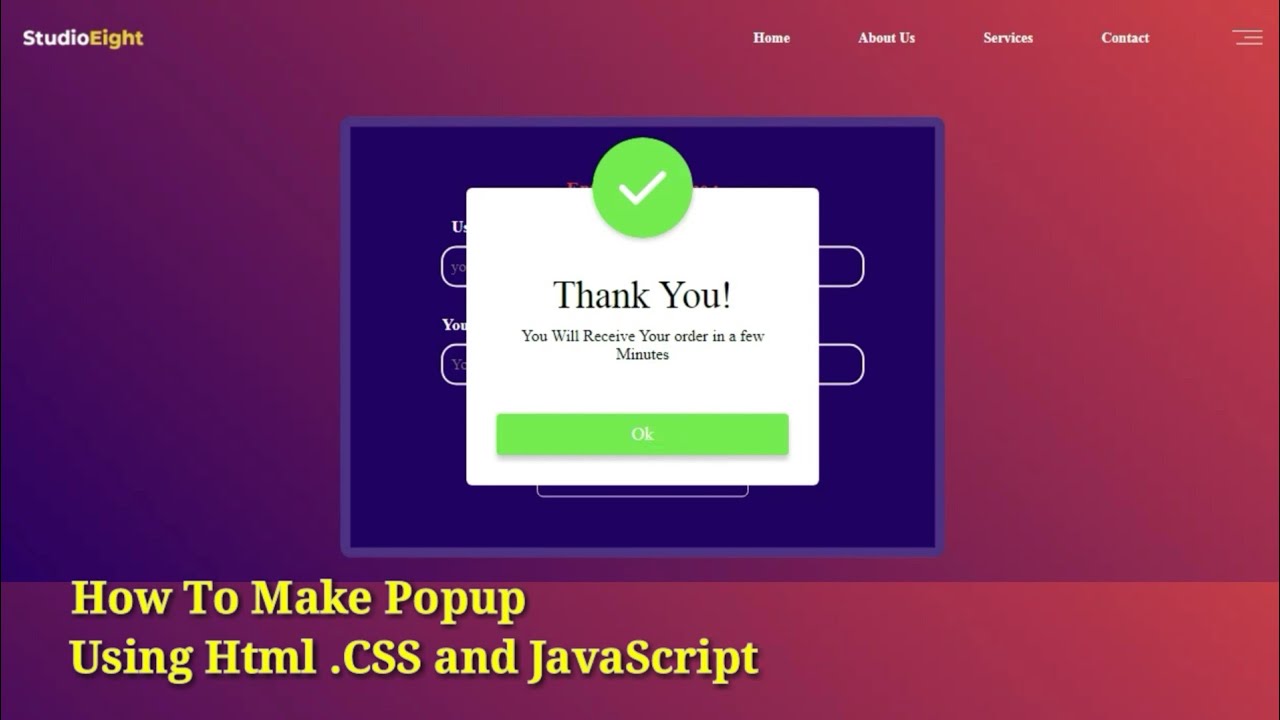 How To Make Popup Using Html Css And Javascript Youtube