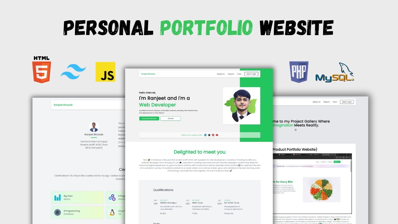 Portfolio Website With Source Code And Documentation Html Css