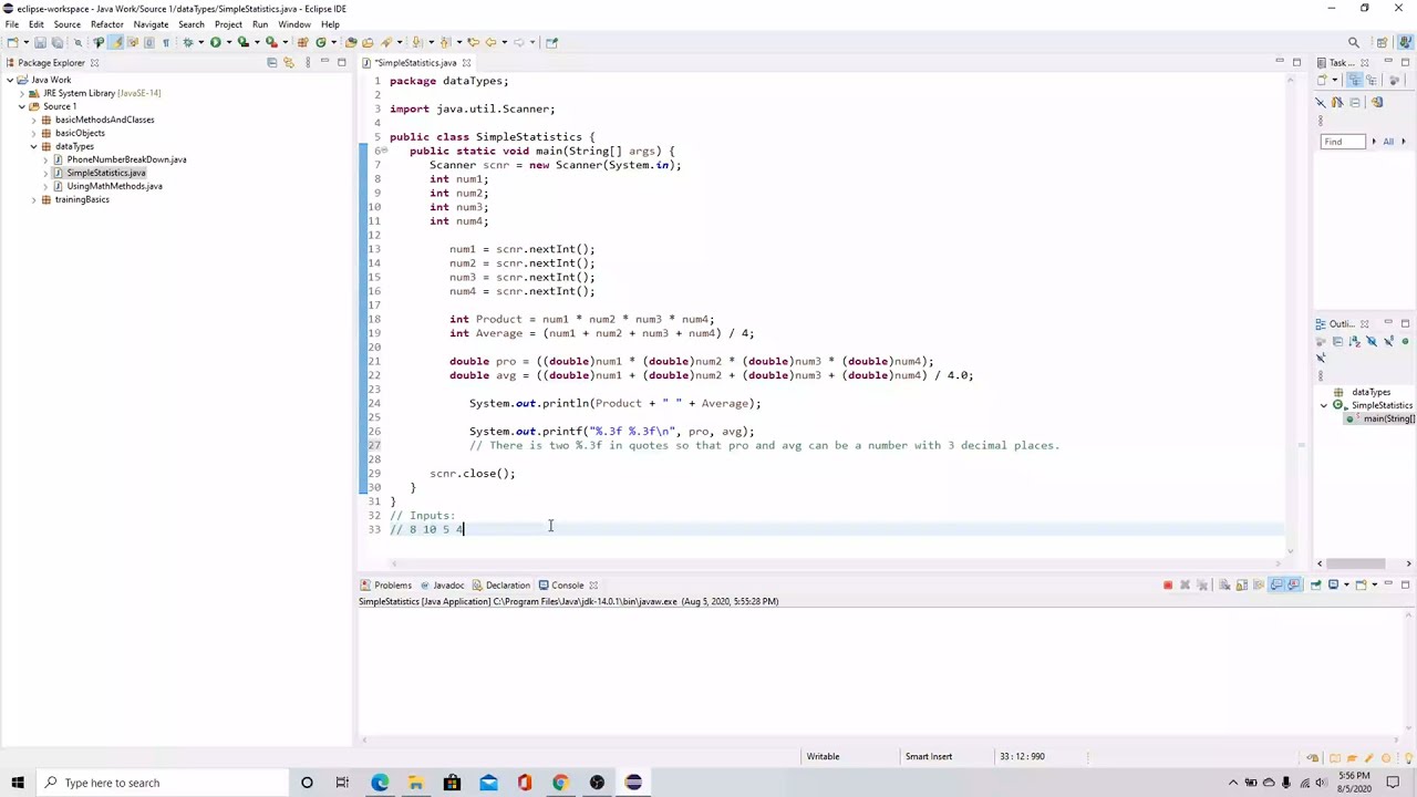 Java Lab Simple Statistics Youtube