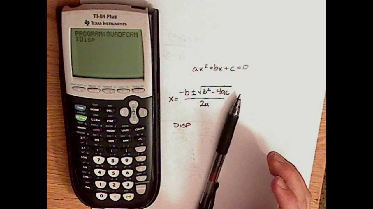 Program Quadratic Formula Ti 84 Youtube