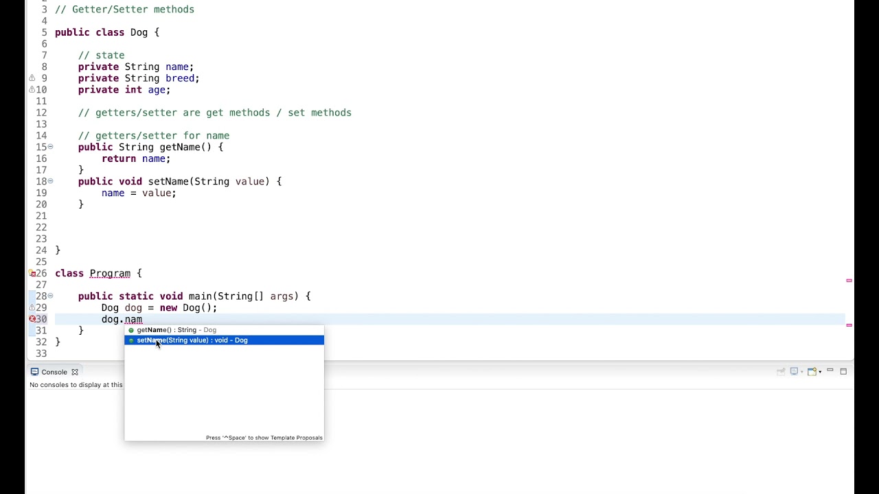 Java Tutorial Getter Setter Methods Youtube