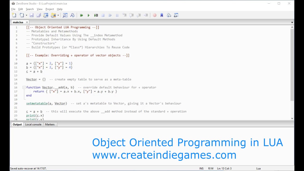 Understanding Oop Metatables And The Index Metamethod In Lua Youtube