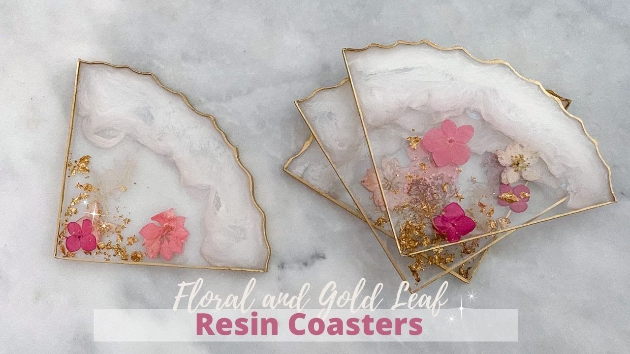 Floral Gold Leaf Coasters Full Tutorial Super Easy Great For Beginners