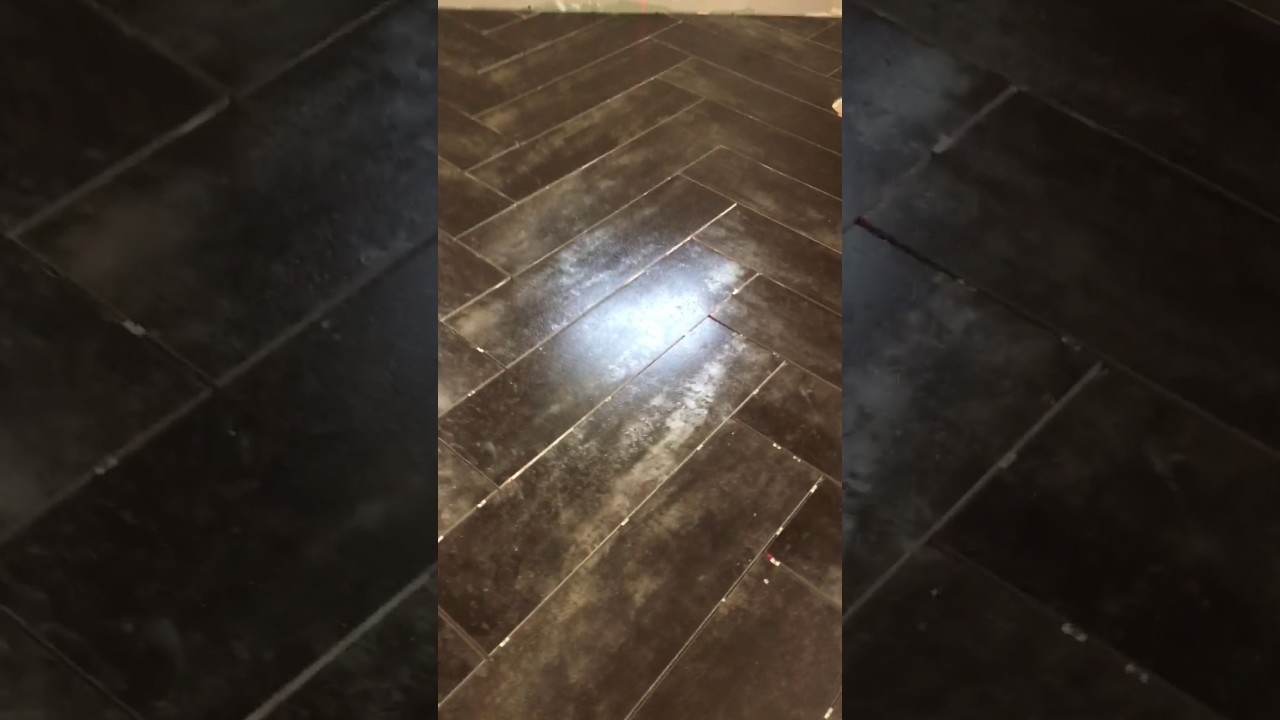 Herringbone Tile Installation Youtube