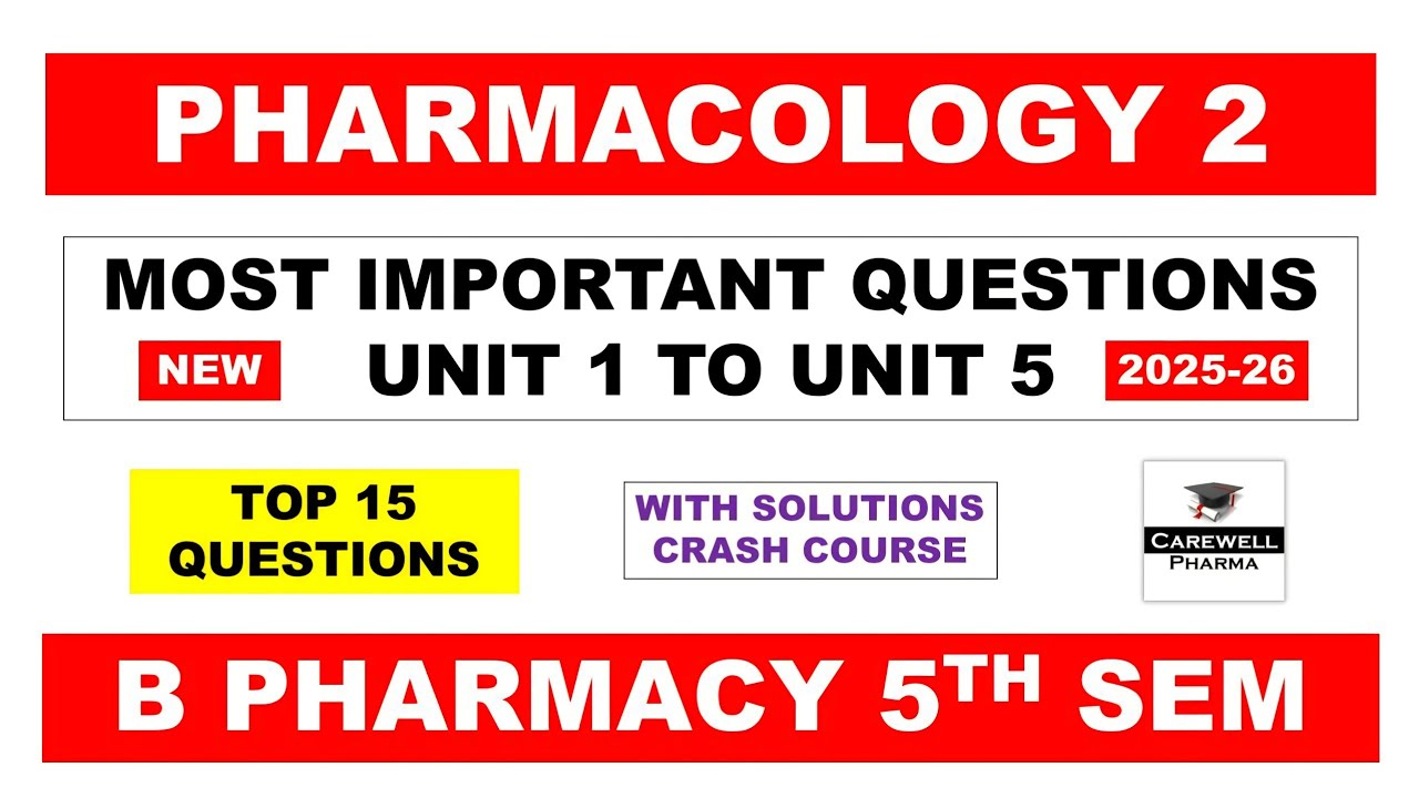 Pharmacology 5th Sem Important Questions Pharmacology 2 Important
