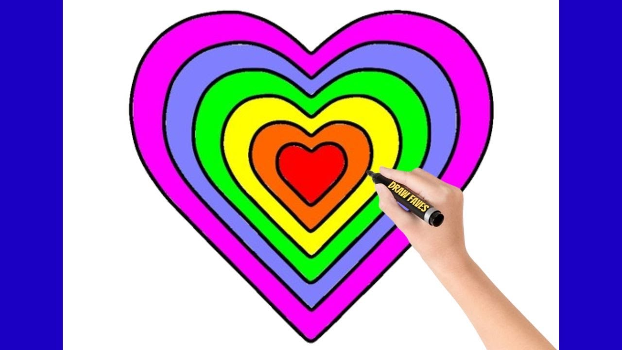 Rainbow Heart Drawing Easy Draw Step By Step Painting For Beginner