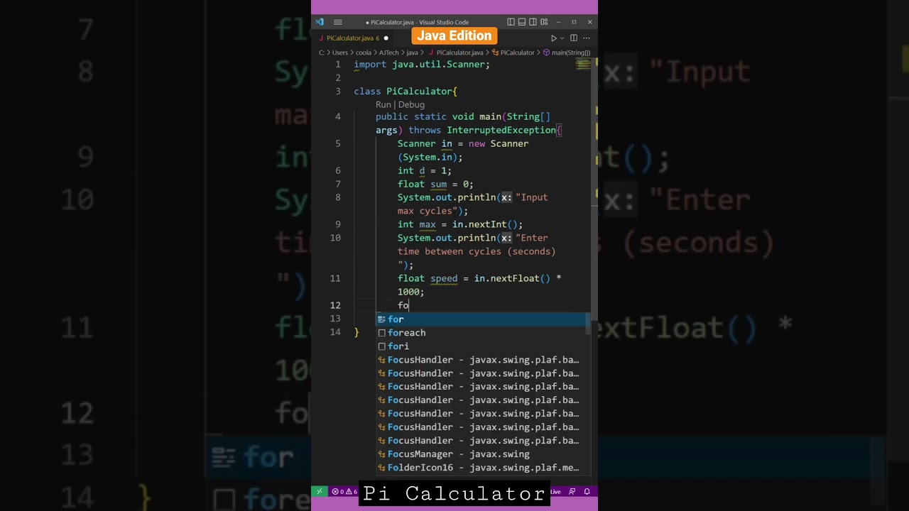 Easy Pi Calculator Shorts Java Youtube