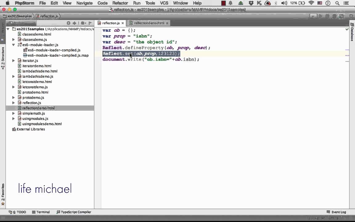 Ecmascript 2015 Simple Reflection Demo Youtube