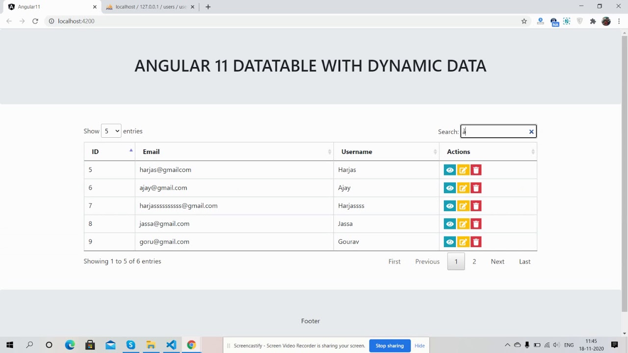 Angular 11 Datatable With Dynamic Data Working Demo Youtube