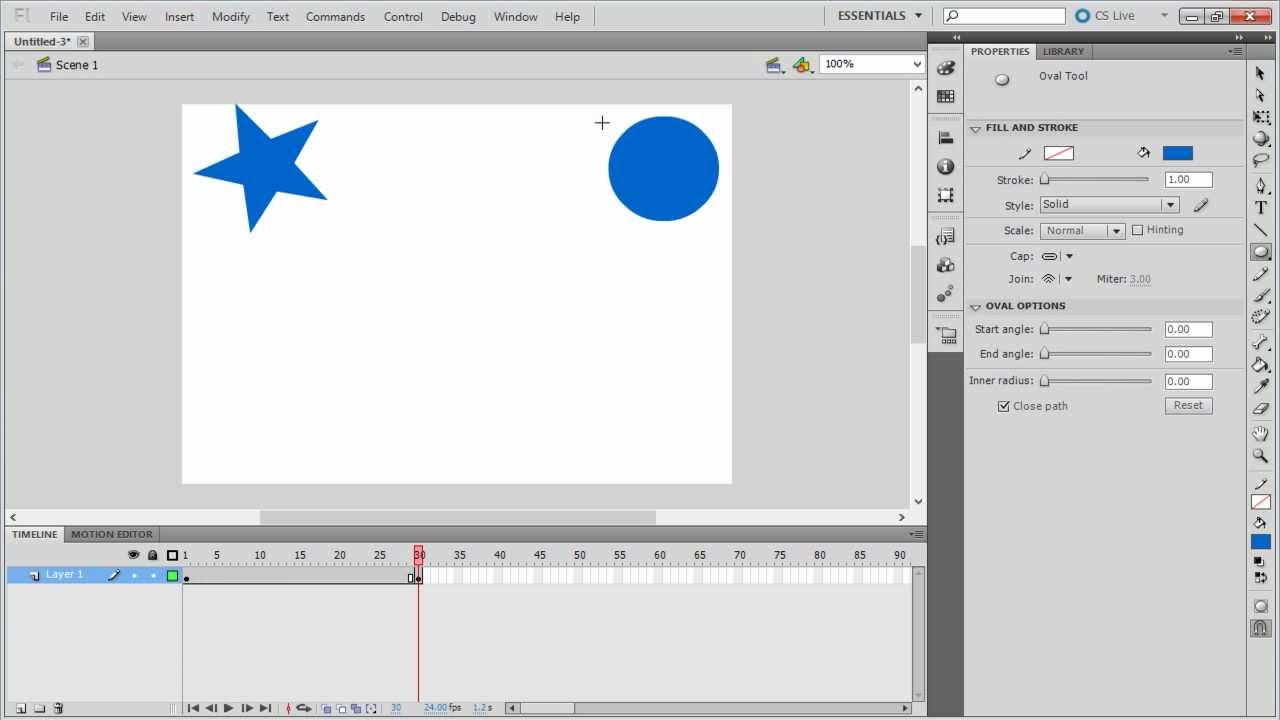 How To Create Shape Tween In Adobe Flash Youtube