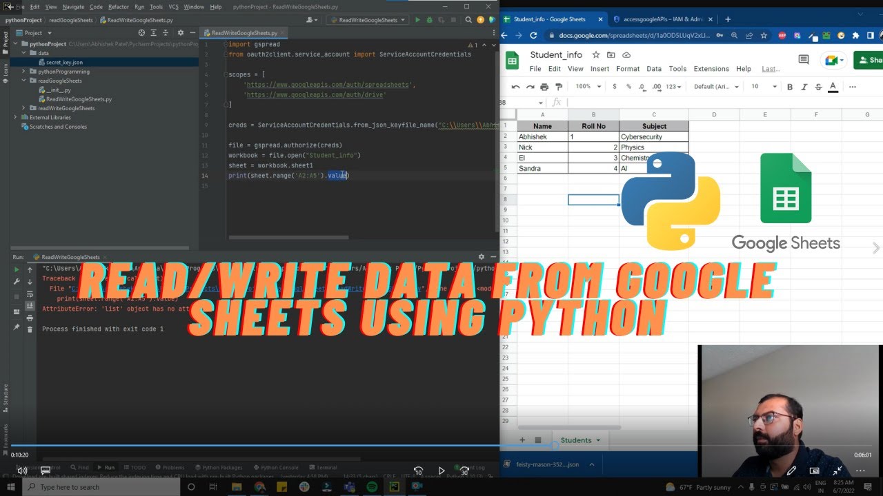 Read And Write Data From Google Sheets Using Python Youtube