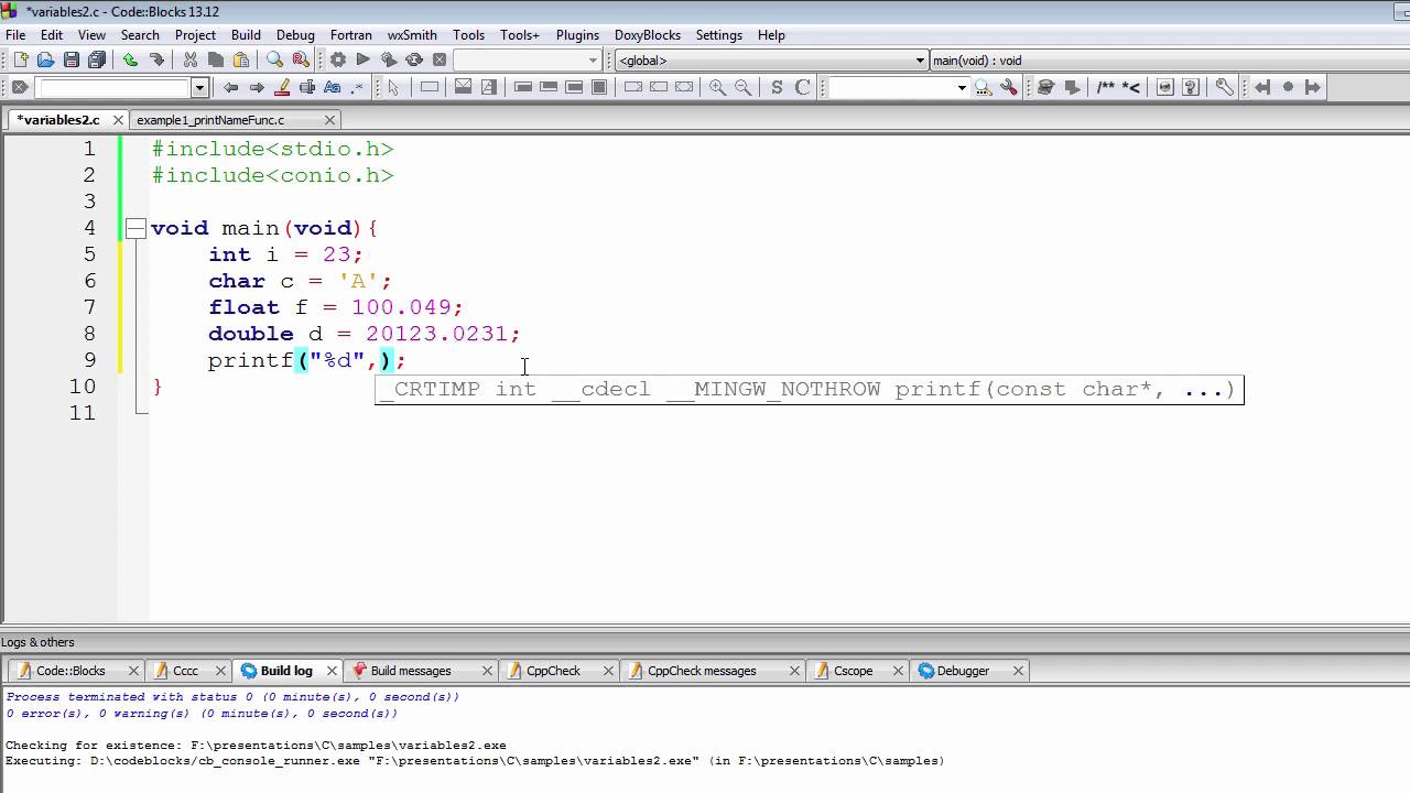 C Programming Tutorial Integer Format Specifier Variable In Printf