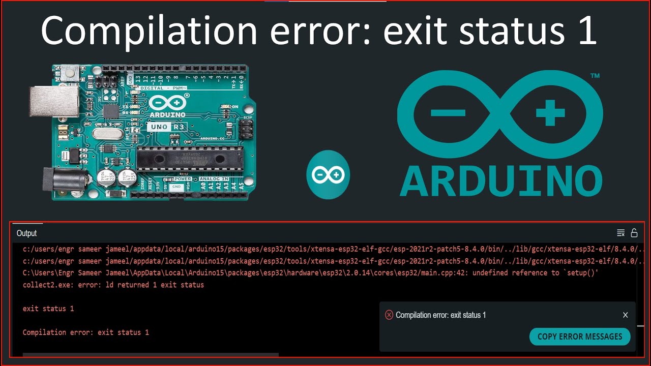 Arduino Ide Compilation Error Exit Status 1 Youtube